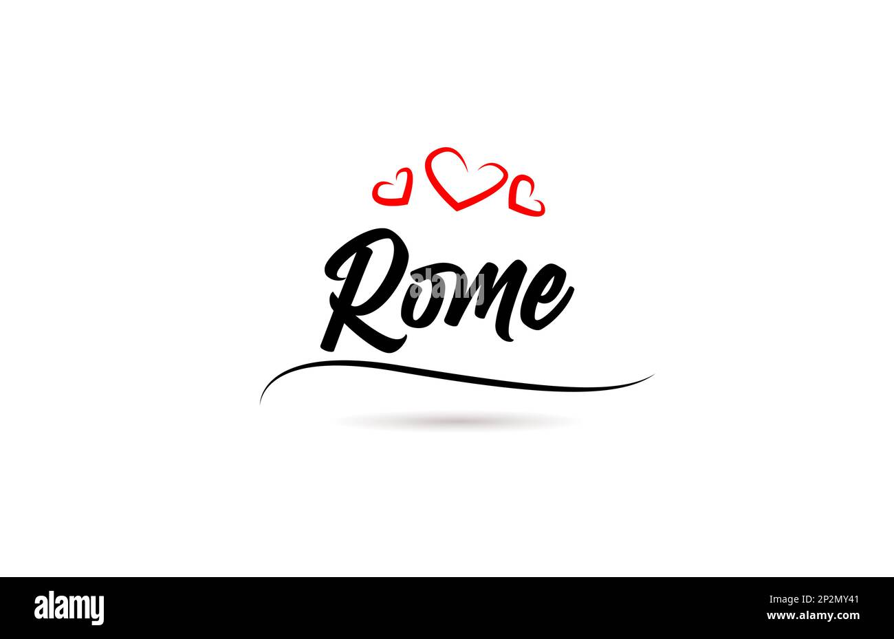 Rome european city typography text word with love style. Hand lettering ...