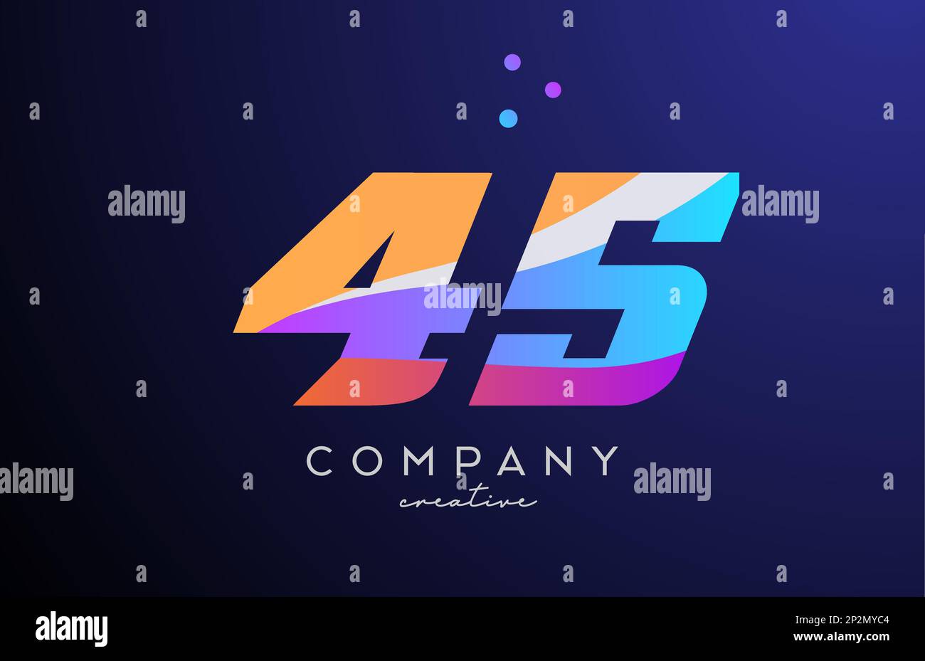 colored number 45 logo icon with dots. Yellow blue pink template design ...