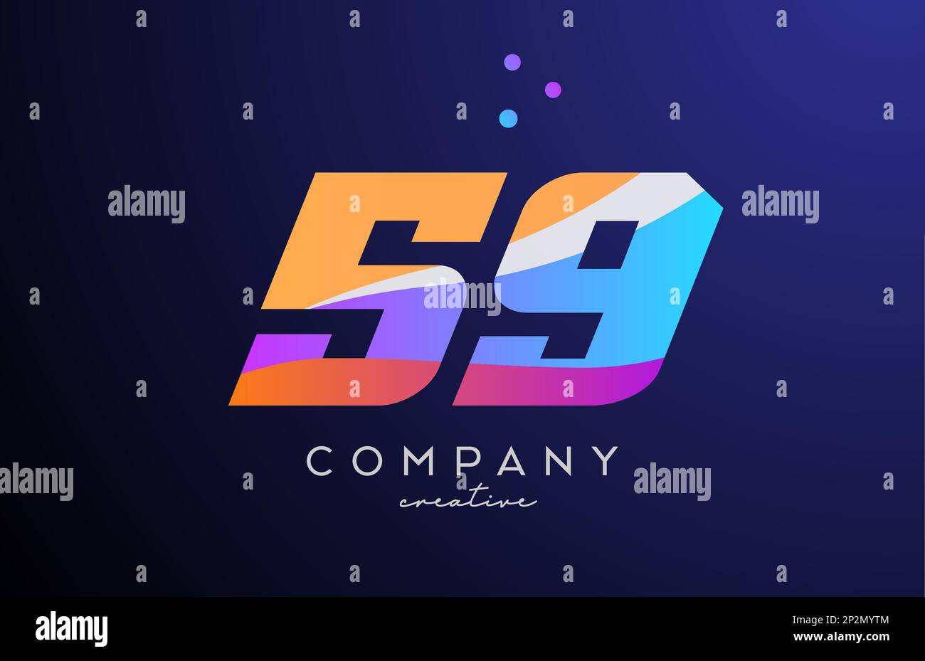 colored number 59 logo icon with dots. Yellow blue pink template design ...