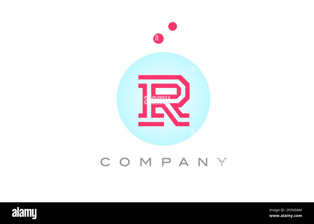 blue pink R alphabet letter logo icon design with dots. Creative ...