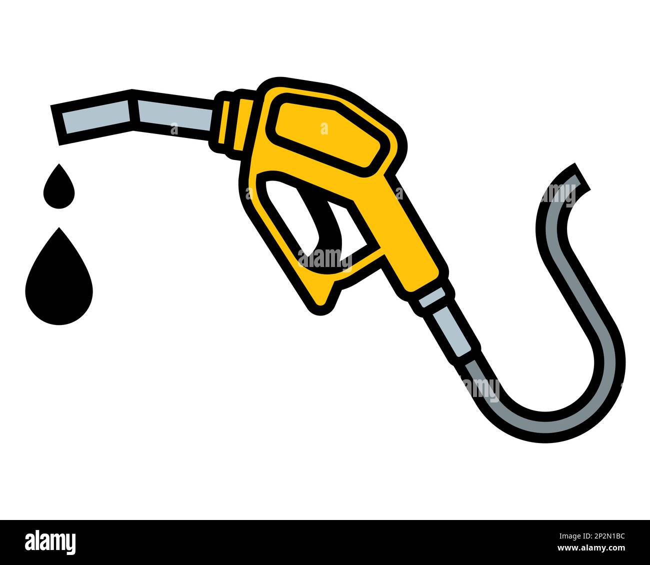 yellow car refueling icon. drops of gasoline. flat vector illustration ...
