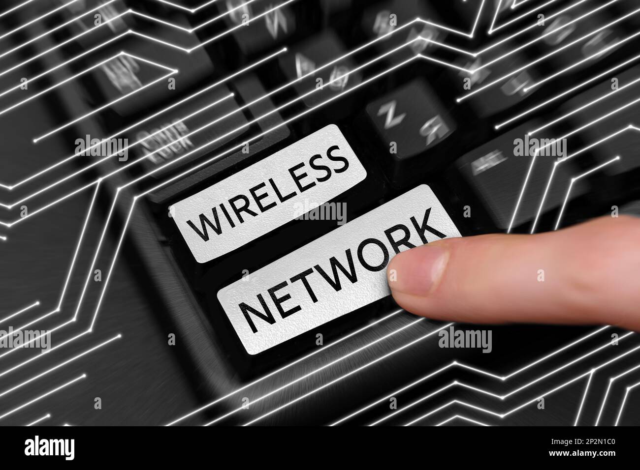 Hand writing sign Wireless Network. Concept meaning computer network ...