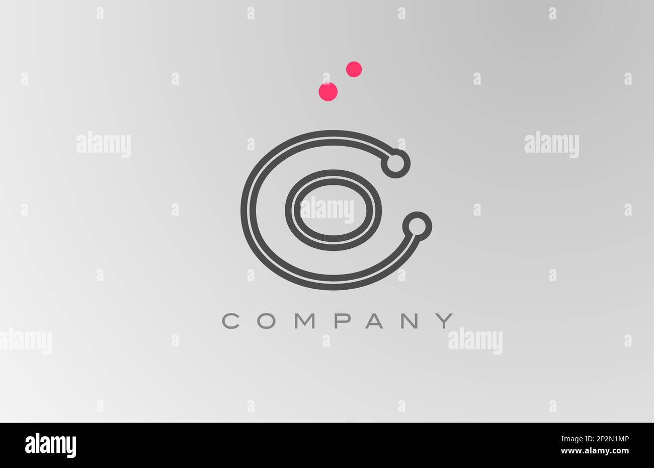 pink grey O alphabet letter logo icon design with line and dot ...