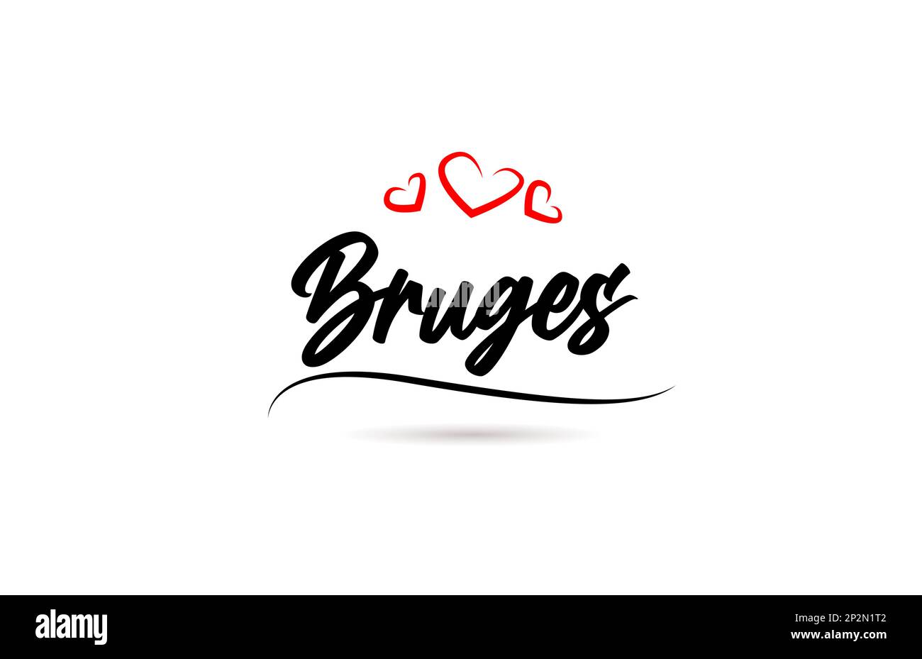 Bruges European City Typography Text Word With Love Style Hand
