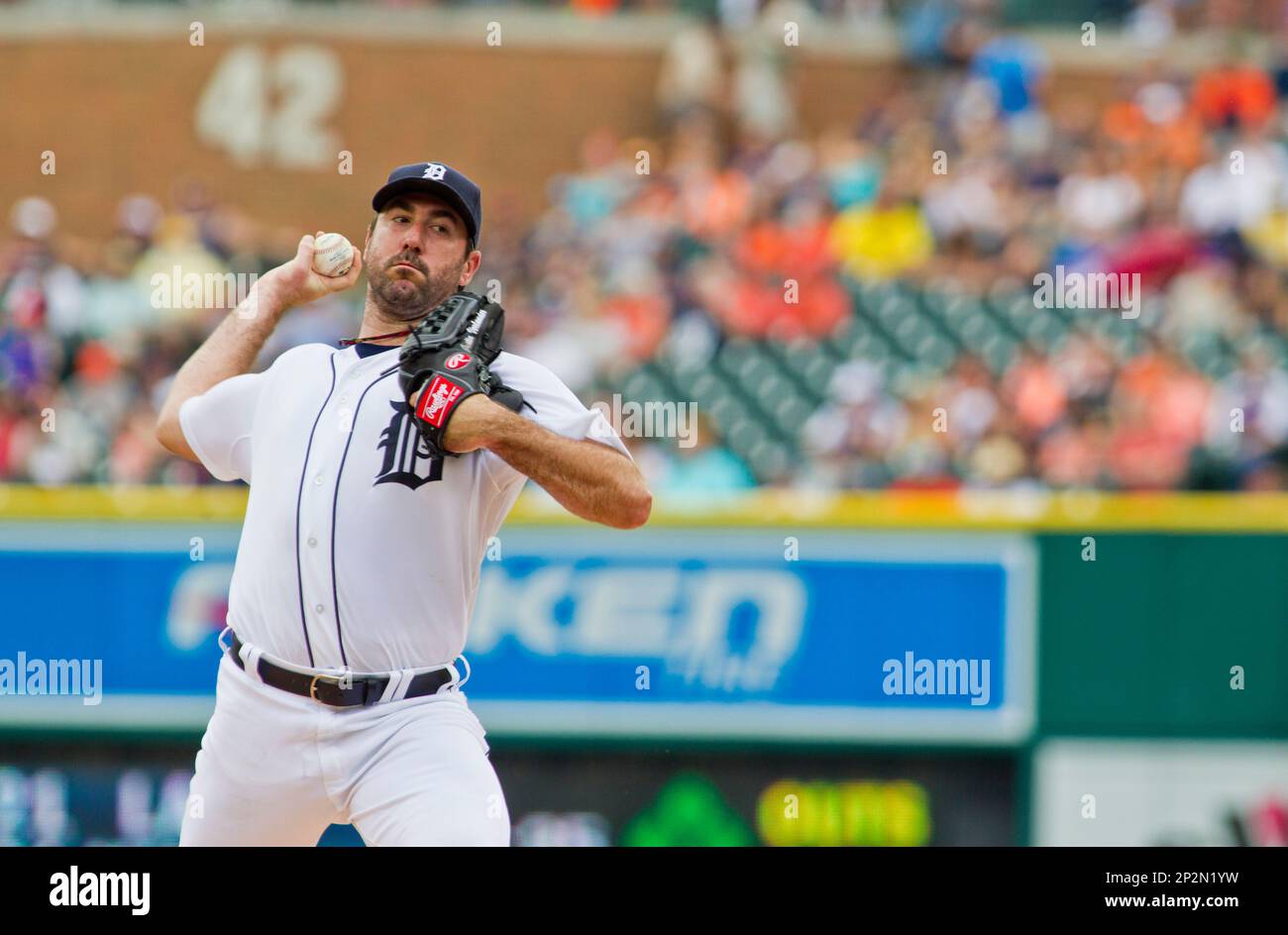 19 July 2015: Detroit Tigers pitcher Justin Verlander (35) throws a ...