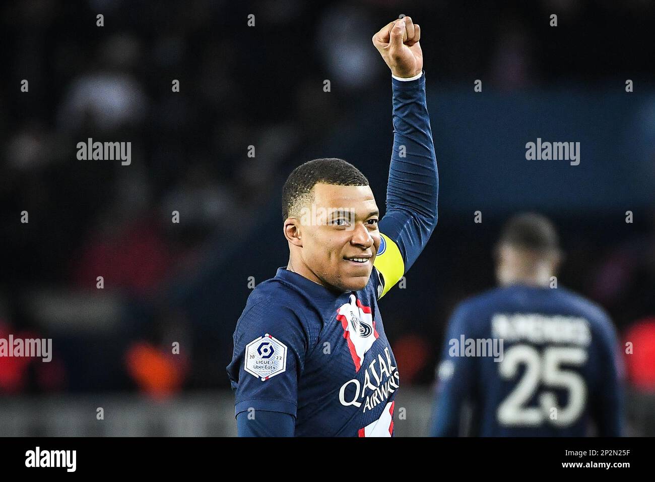 Kylian MBAPPE of PSG celebrates his goal during the French championship ...