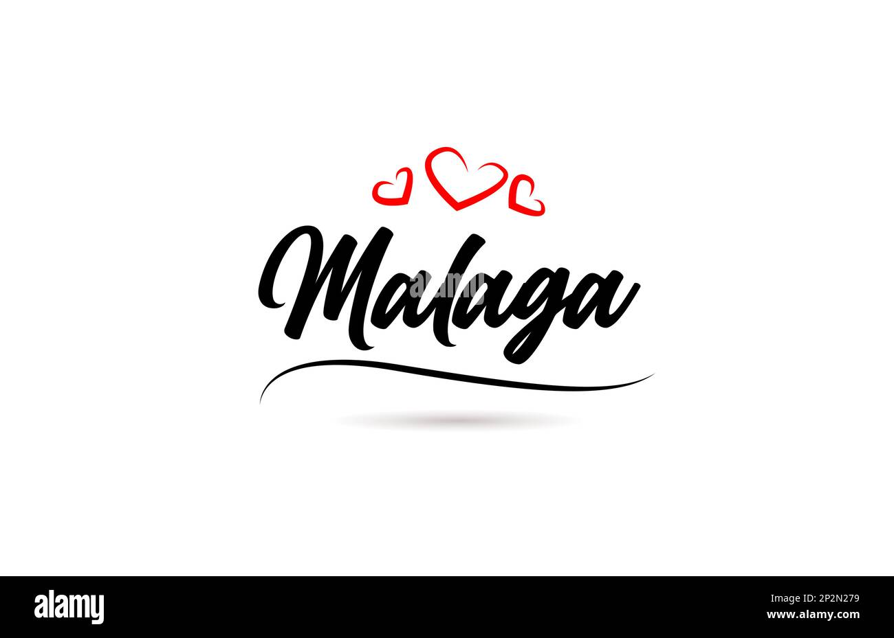 Malaga european city typography text word with love style. Hand ...