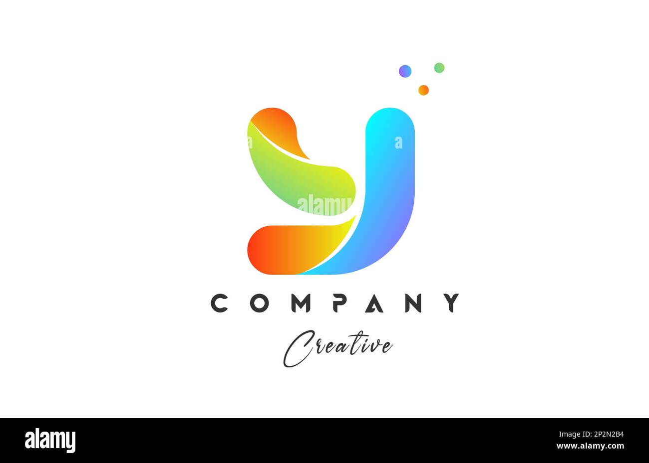 Colored Y alphabet letter logo icon design. Yellow blue green color ...