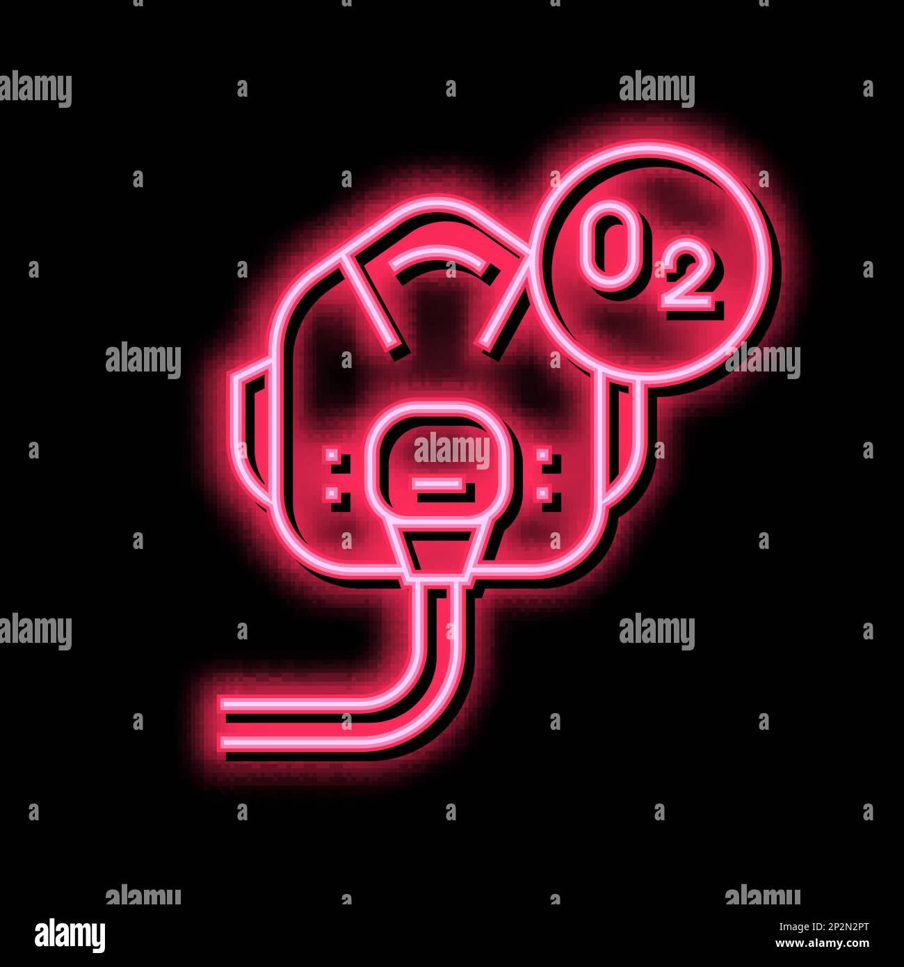 pilot oxygen facial mask neon glow icon illustration Stock Vector Image ...