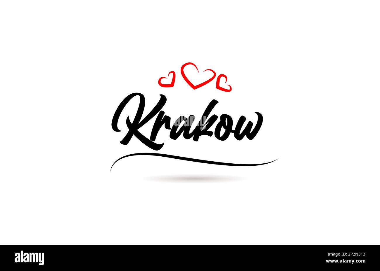Krakow european city typography text word with love style. Hand ...