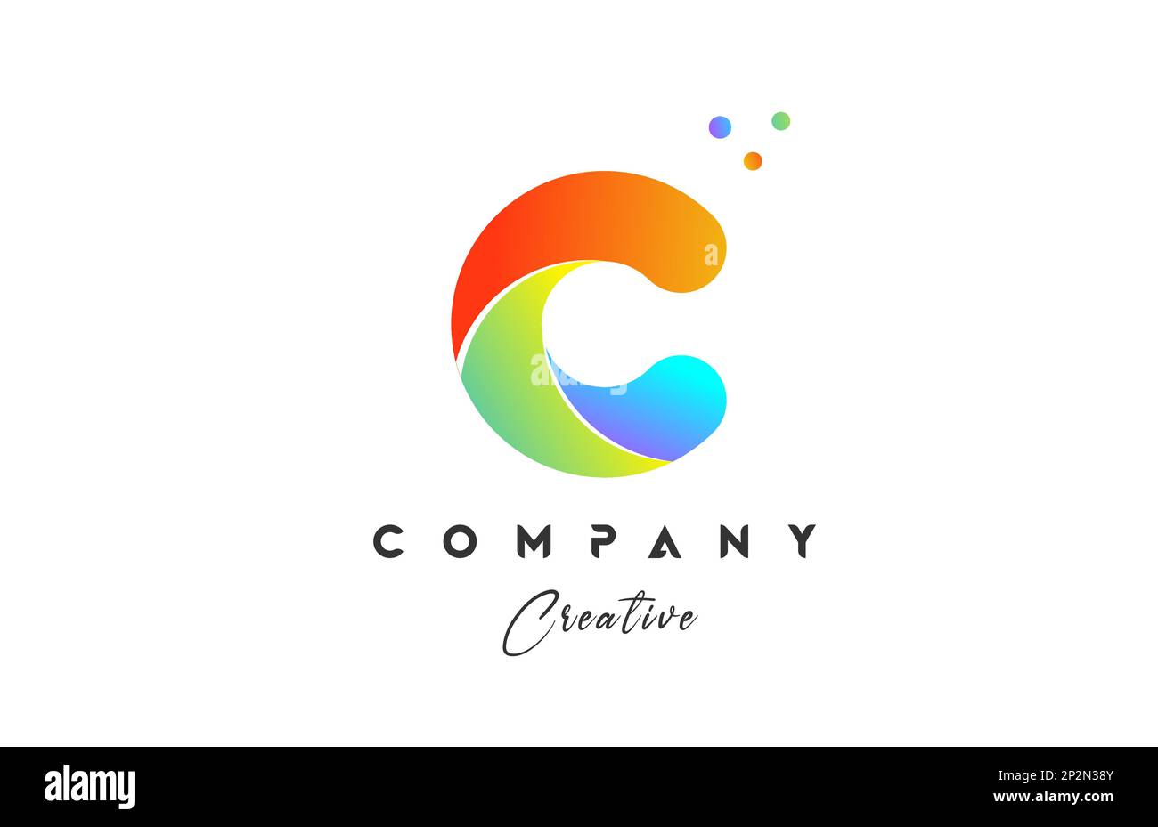 Colored C alphabet letter logo icon design. Yellow blue green color ...