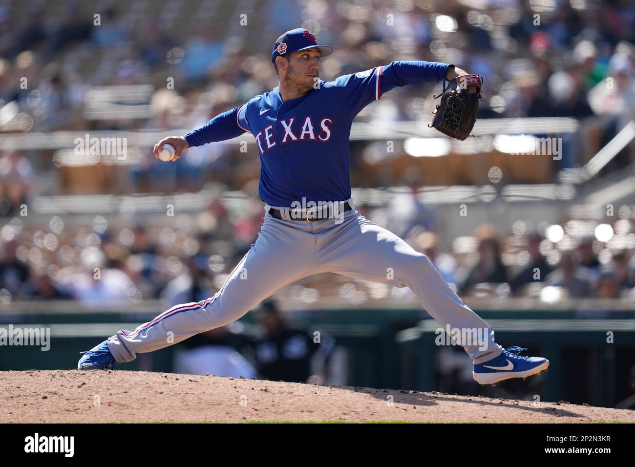 Texas Rangers relief pitcher Jacob Barnes throws during the fourth ...
