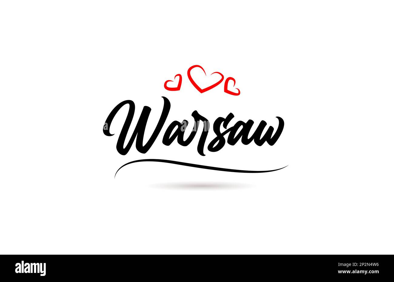 Warsaw european city typography text word with love style. Hand ...