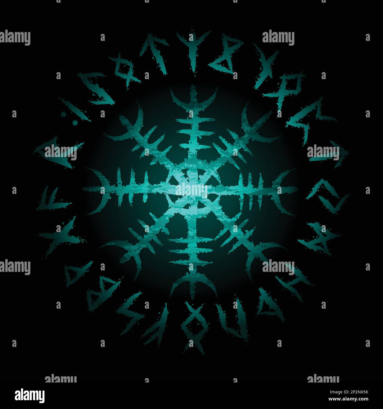 Helm of Awe symbol with runes Stock Vector Image & Art - Alamy