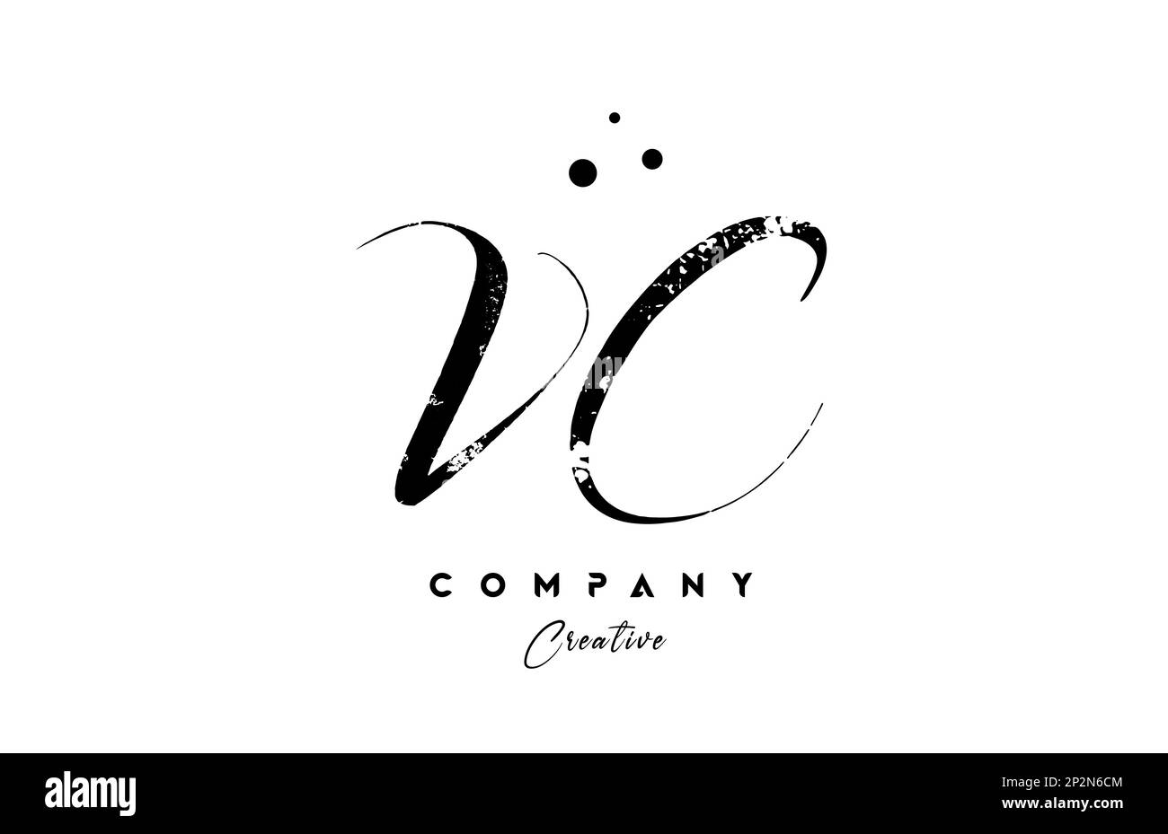 vintage VC alphabet letter logo icon combination design with dots ...