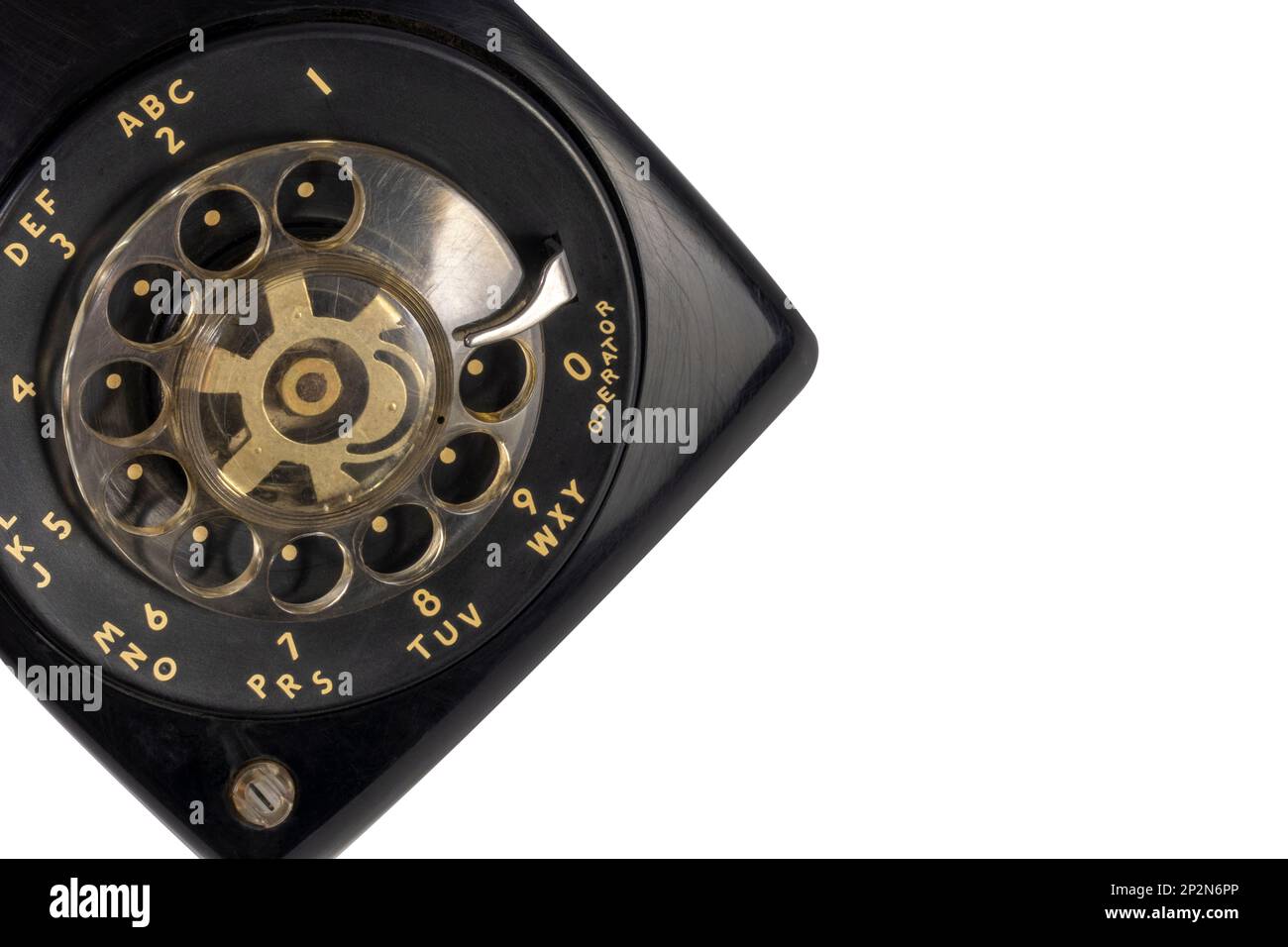 Black vintage home use telephone with spiral cord and plug for home use ...