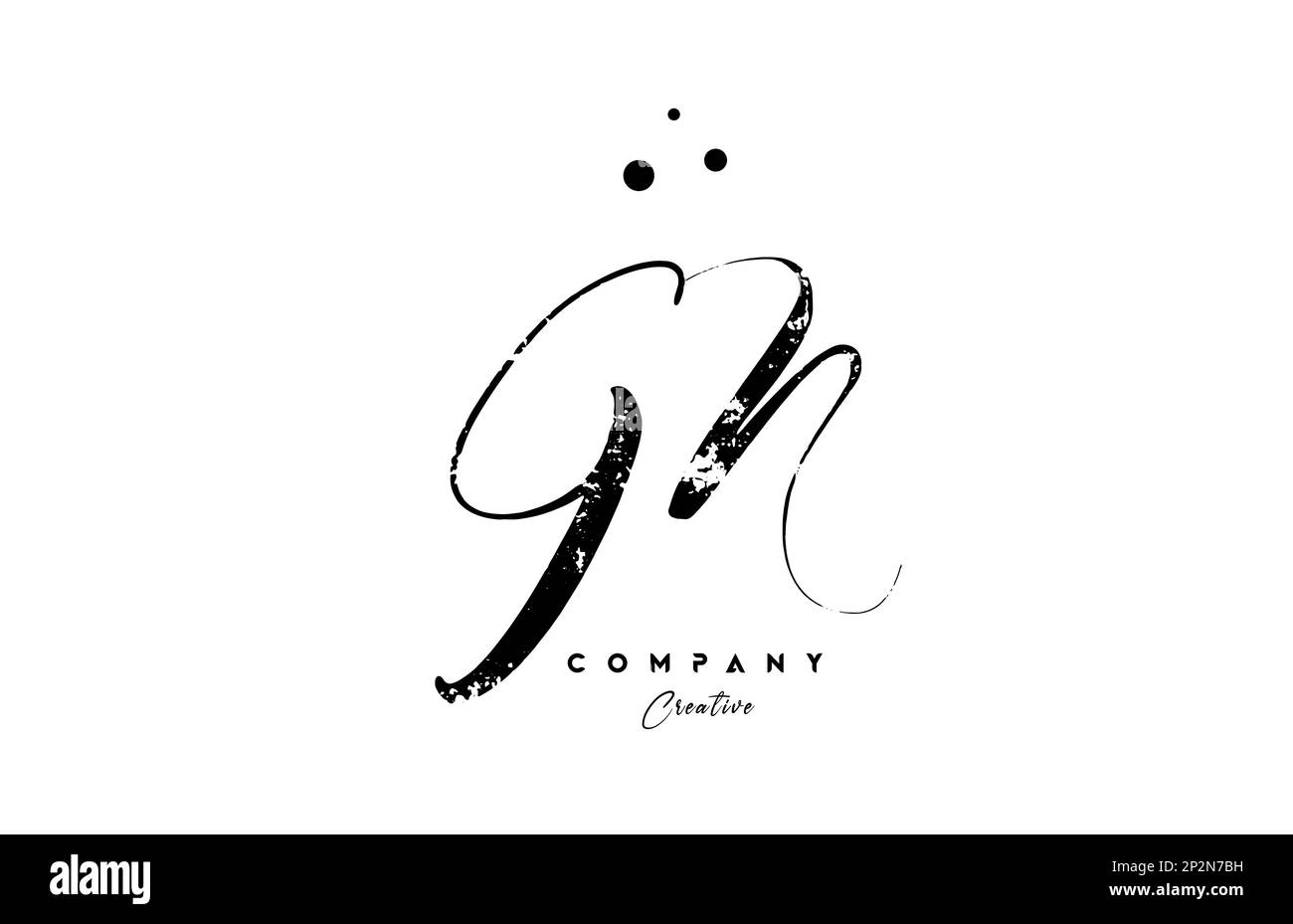 vintage GN alphabet letter logo icon combination design with dots ...