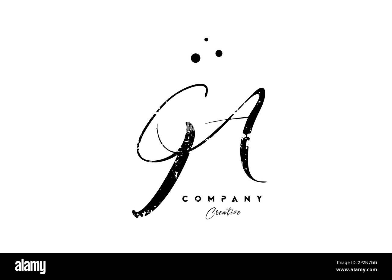vintage GA alphabet letter logo icon combination design with dots ...