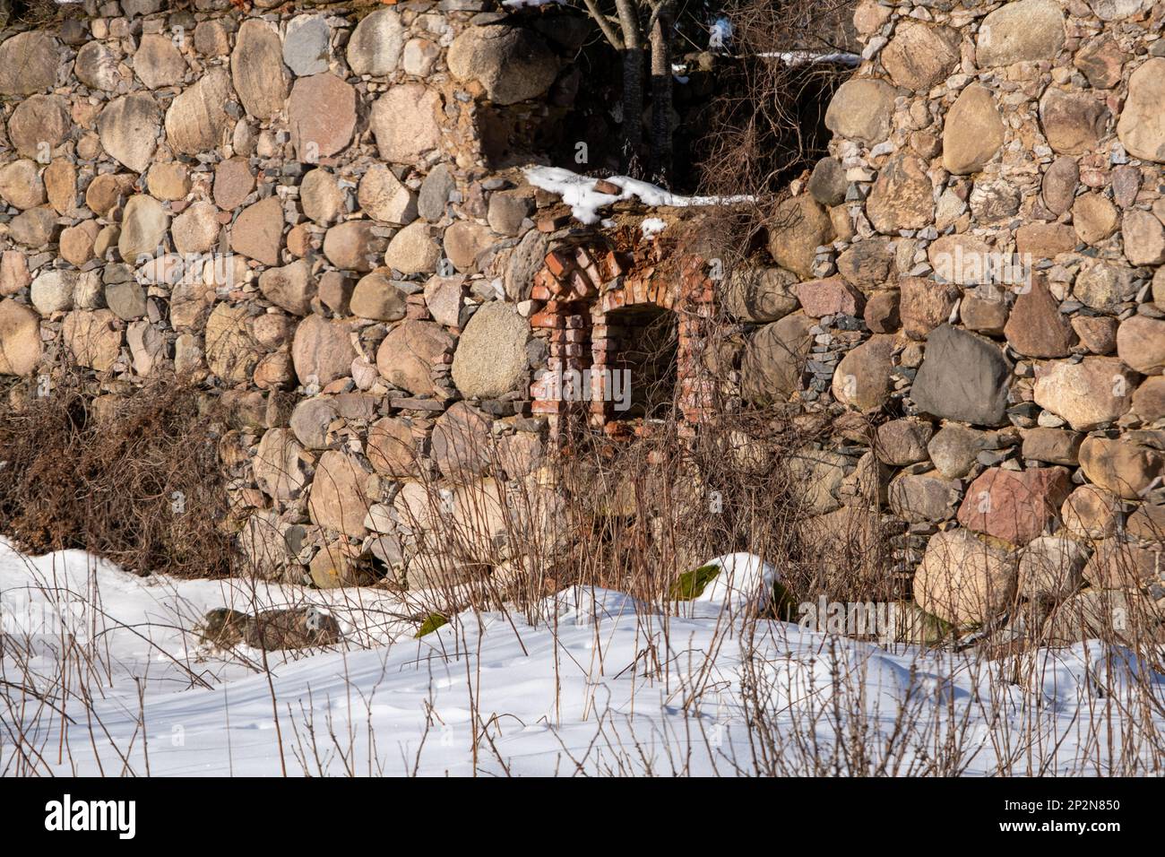 A very old farm building collapsed from the stones. collapsed roof ...