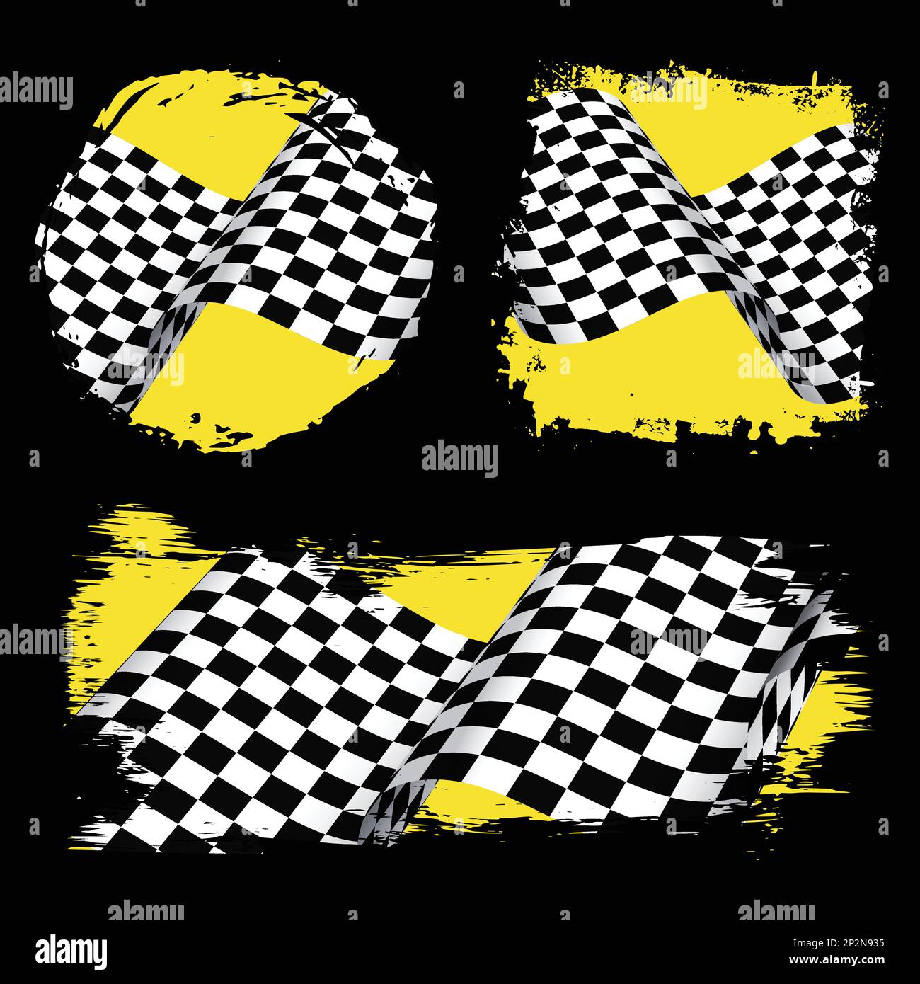 Race yellow grunge checkered flags Stock Vector Image & Art - Alamy