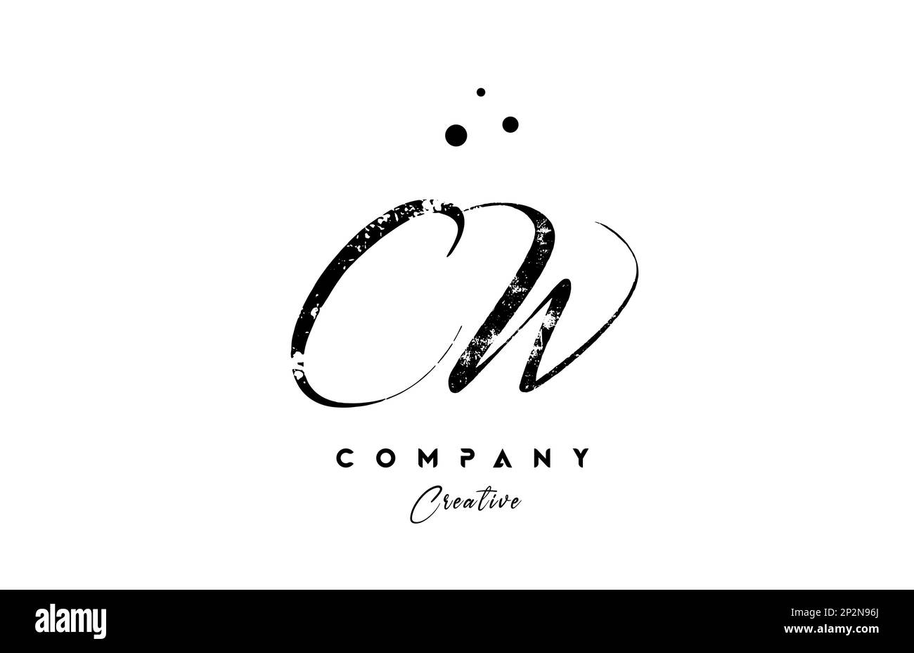 vintage CW alphabet letter logo icon combination design with dots ...