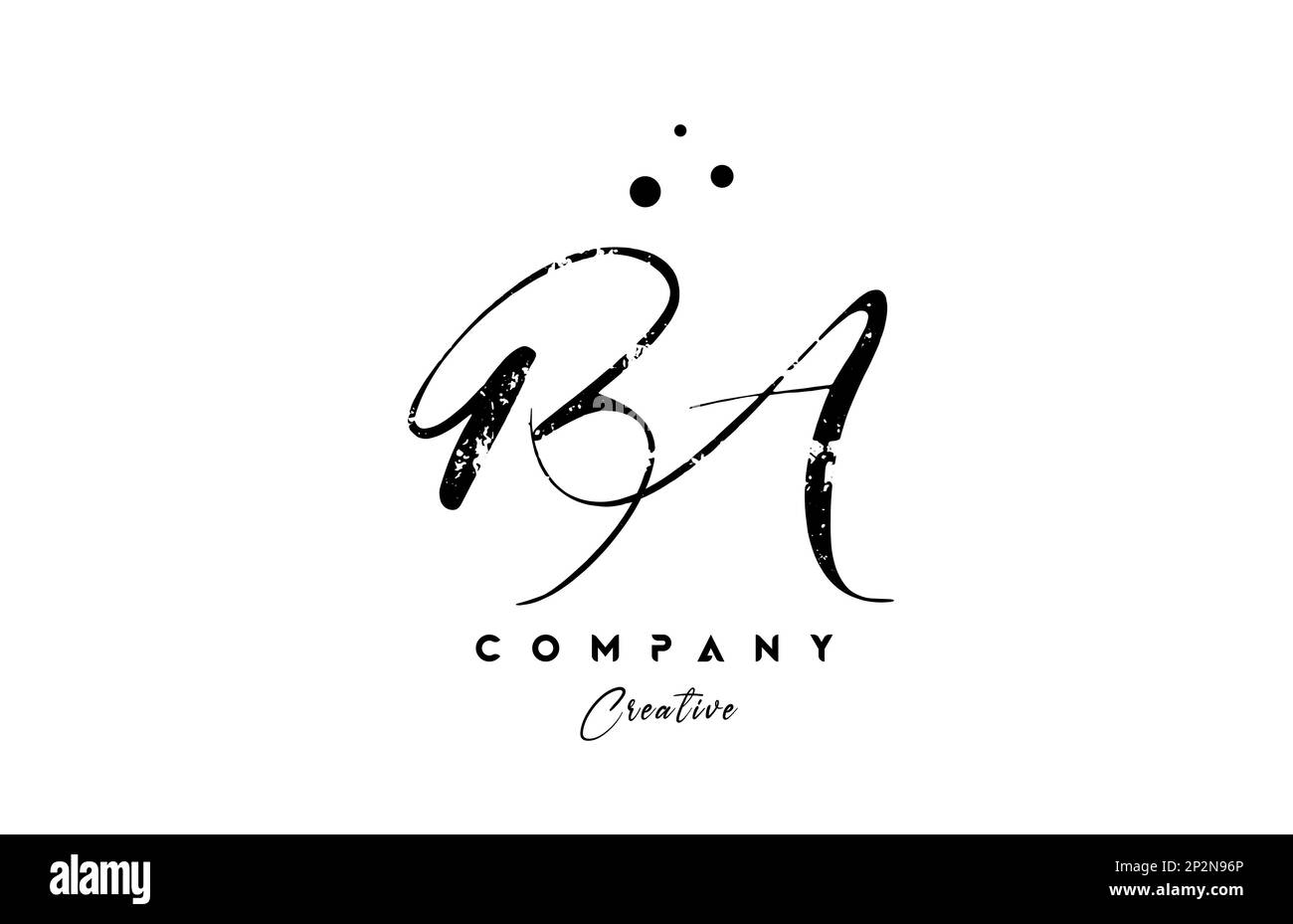 vintage BA alphabet letter logo icon combination design with dots ...