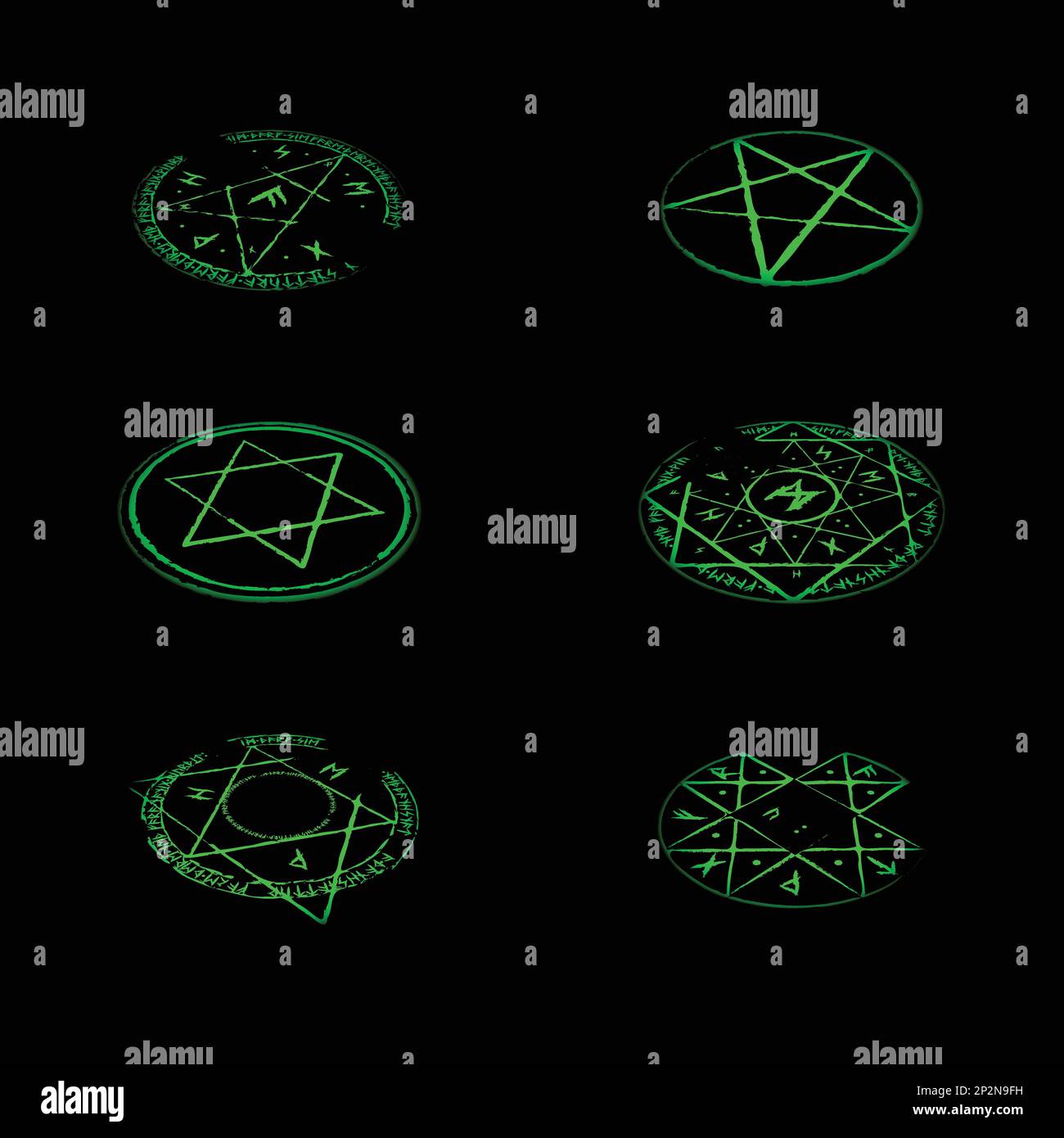 Abstract runes green glow isometric Stock Vector Image & Art - Alamy