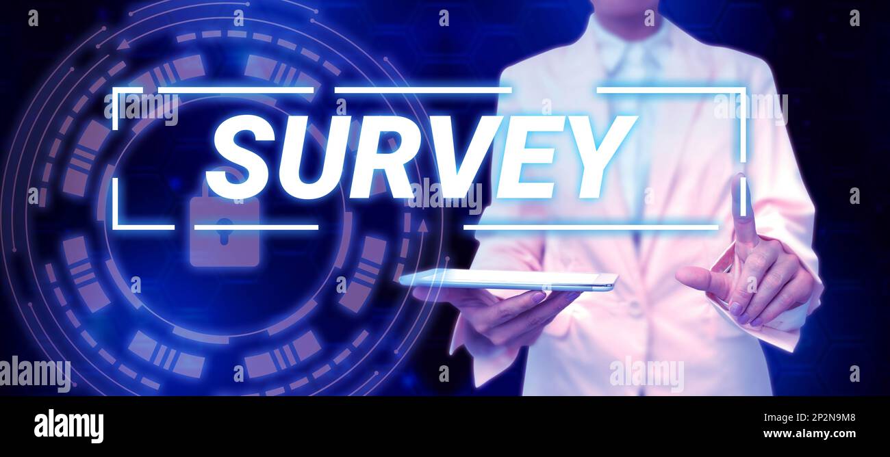 Conceptual caption Survey. Business idea look closely at or examine ...