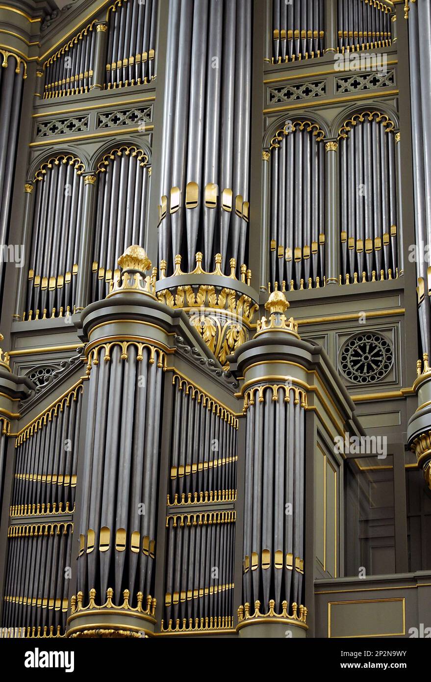 The magnificent pipe organ of The Oude Kerk (Old Church), also ...