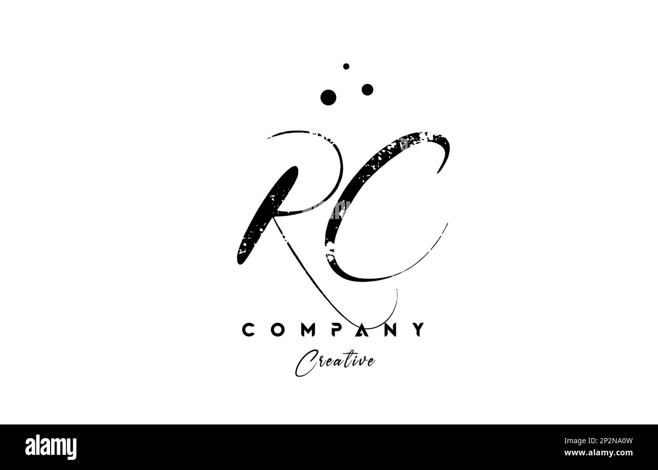 vintage RC alphabet letter logo icon combination design with dots ...