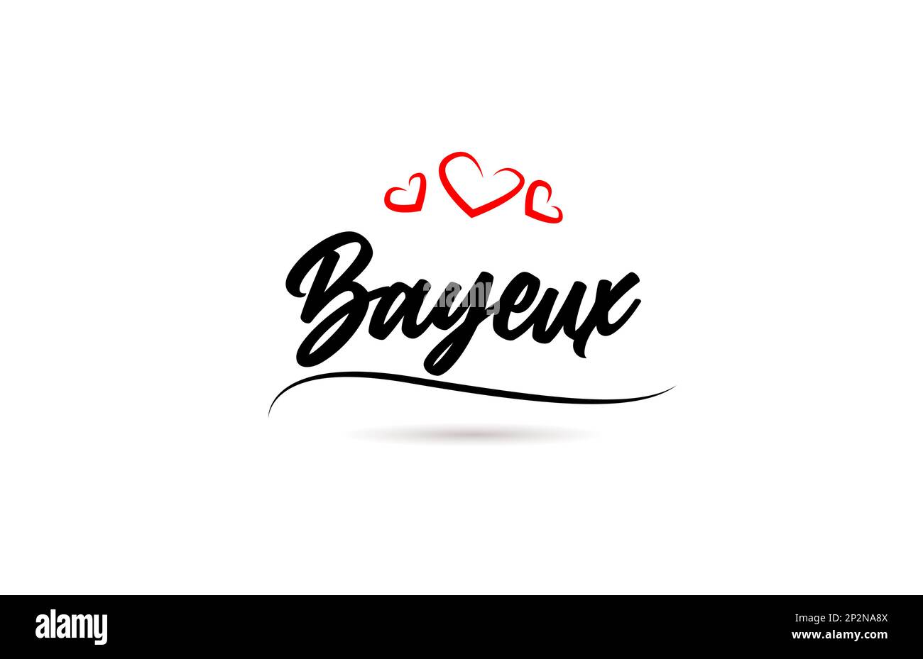 Bayeux european city typography text word with love style. Hand ...