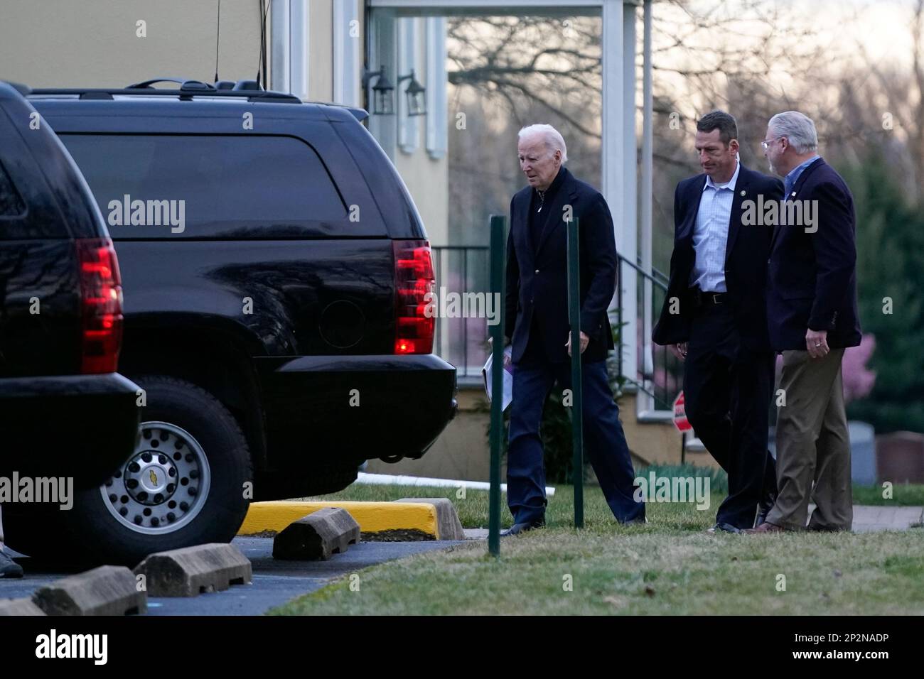 President Joe Biden departs after attending Mass at St. Joseph on the ...