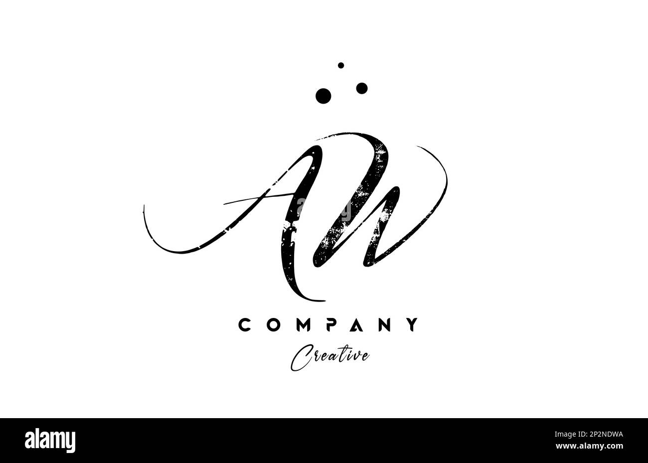 vintage AW alphabet letter logo icon combination design with dots ...
