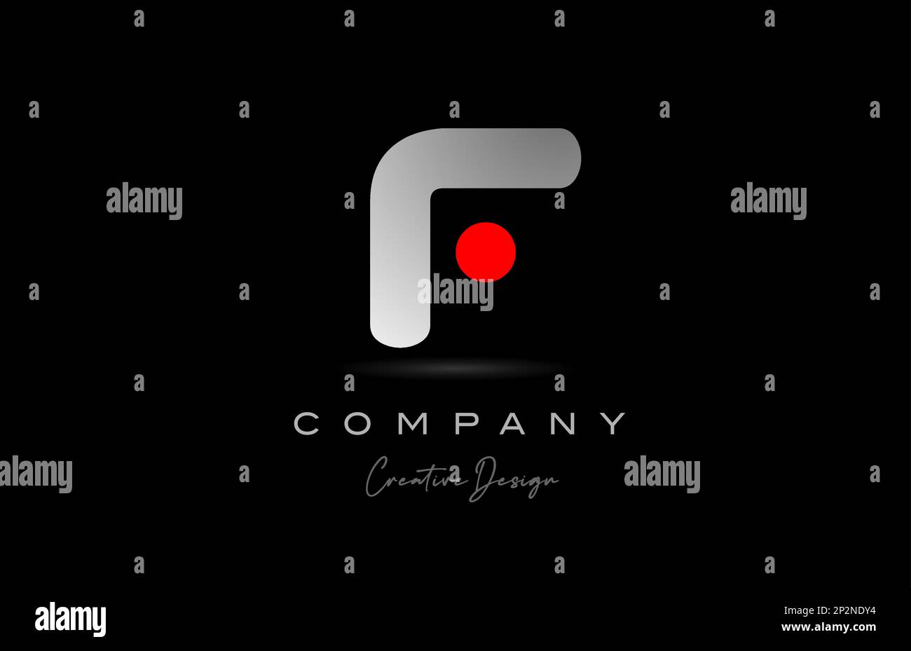 red grey F alphabet letter logo icon design with dot. Creative polygon ...