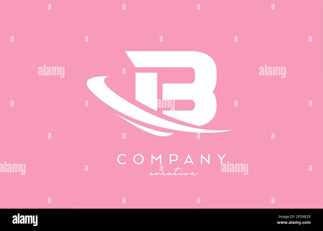 pink white B alphabet letter logo icon with swoosh. Creative template ...