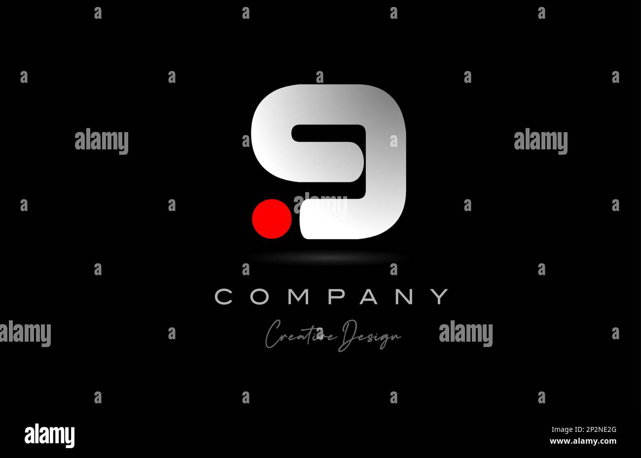 red grey G alphabet letter logo icon design with dot. Creative polygon ...