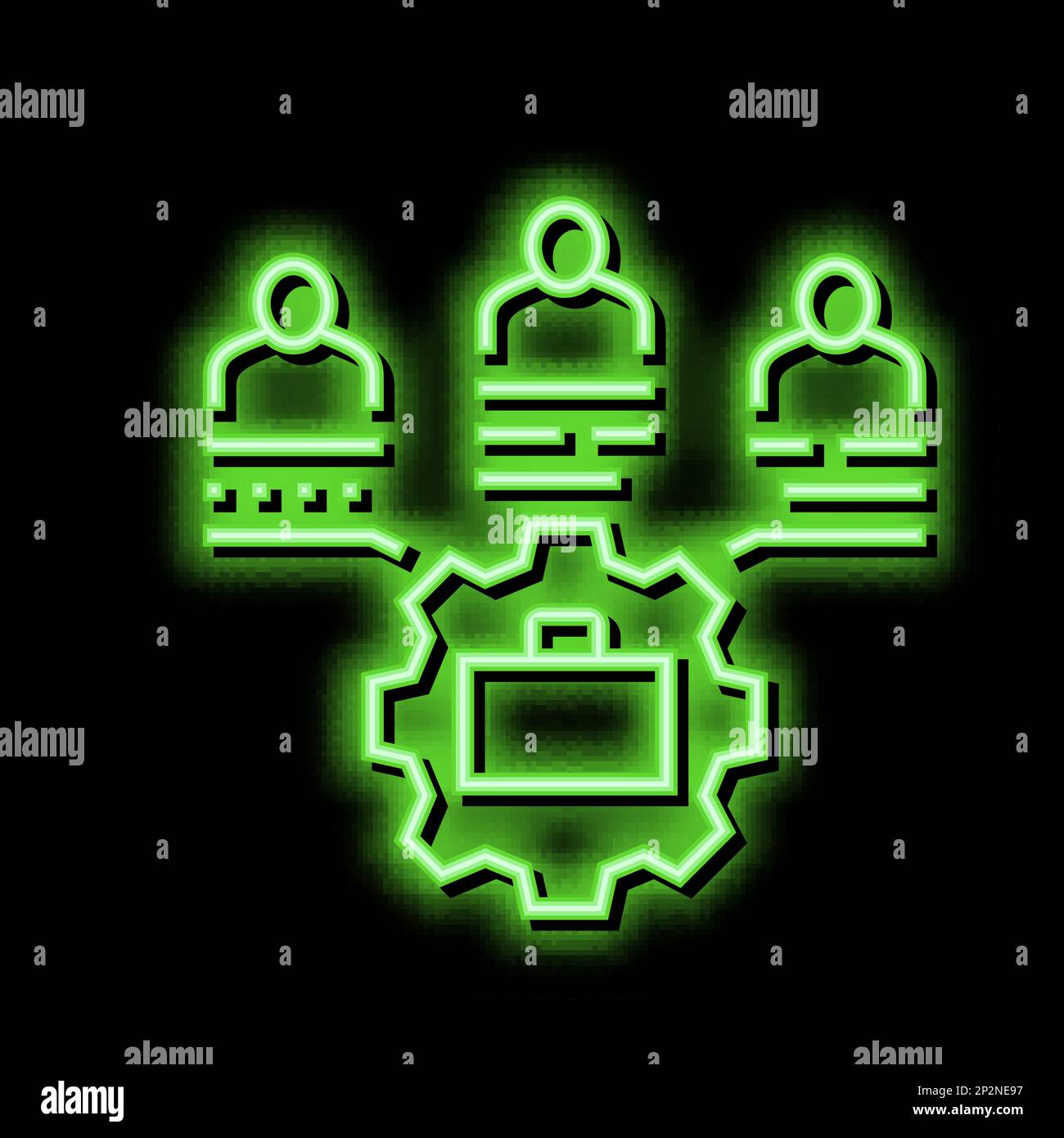 settings of business crowdsoursing neon glow icon illustration Stock ...