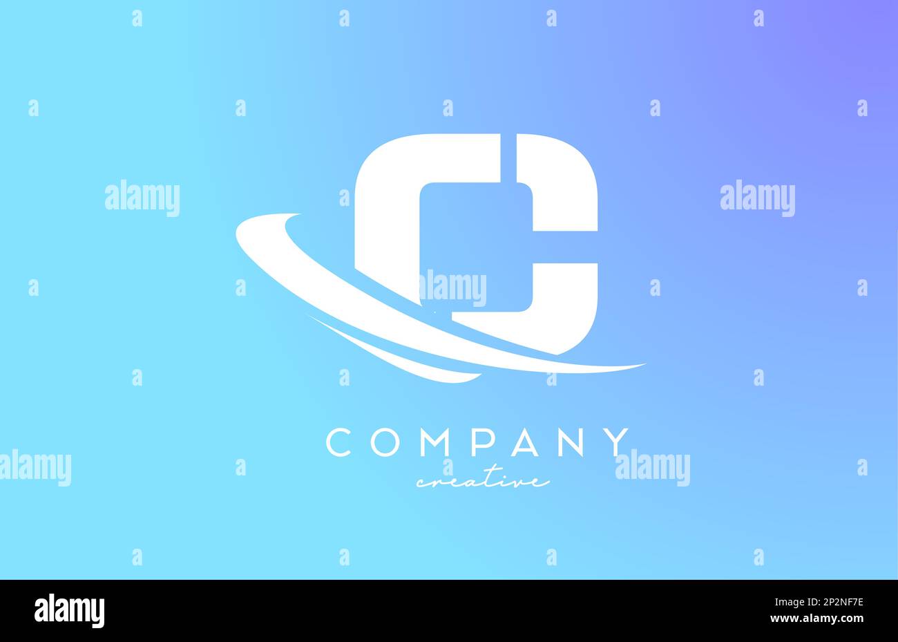 blue pastel color C alphabet letter logo icon with swoosh. Creative ...