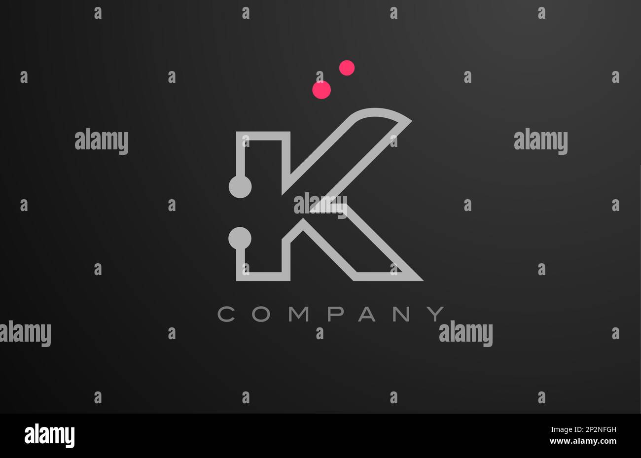 grey K alphabet letter logo icon design with pink dot. Creative ...