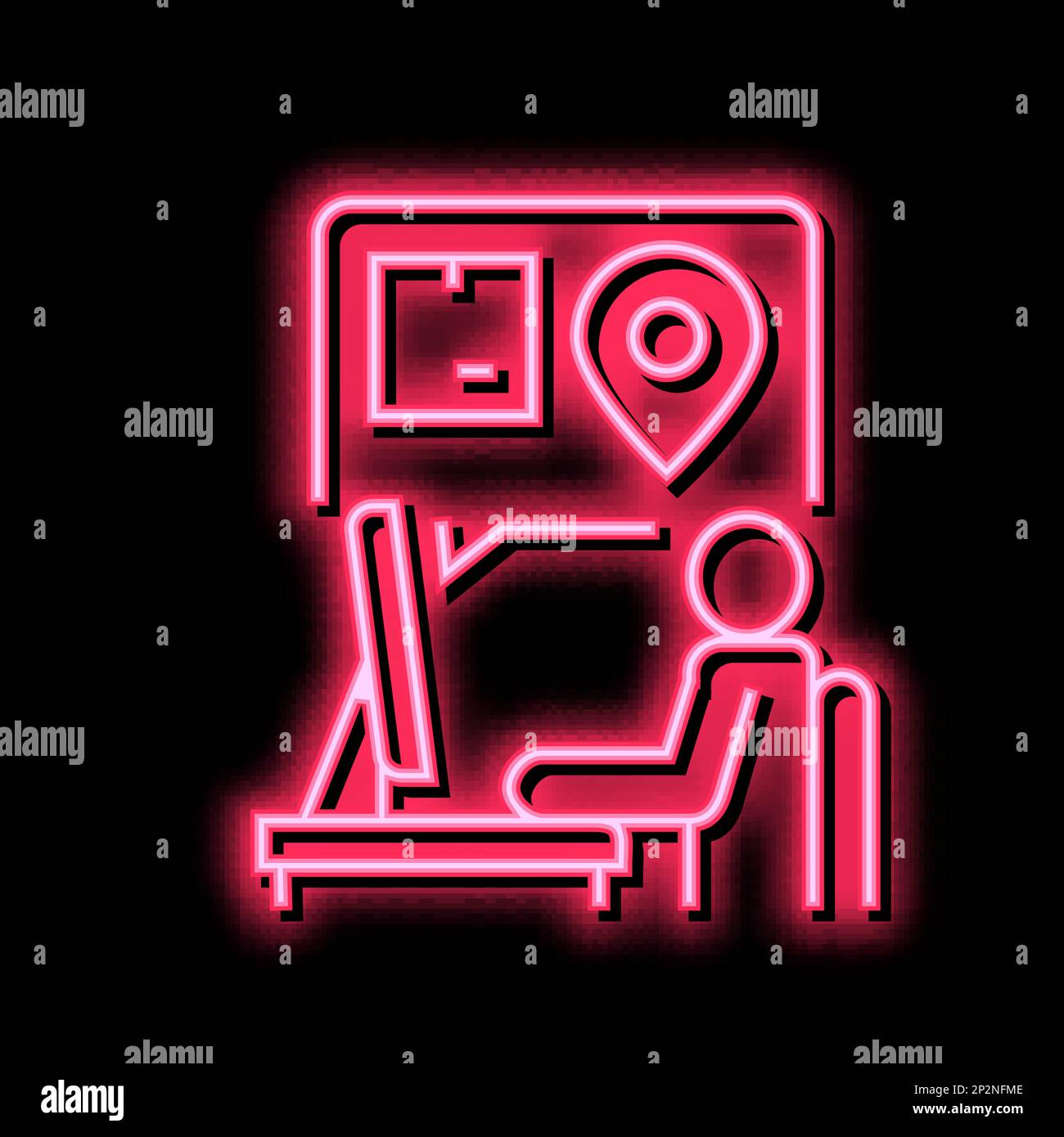 manager checking order location neon glow icon illustration Stock ...