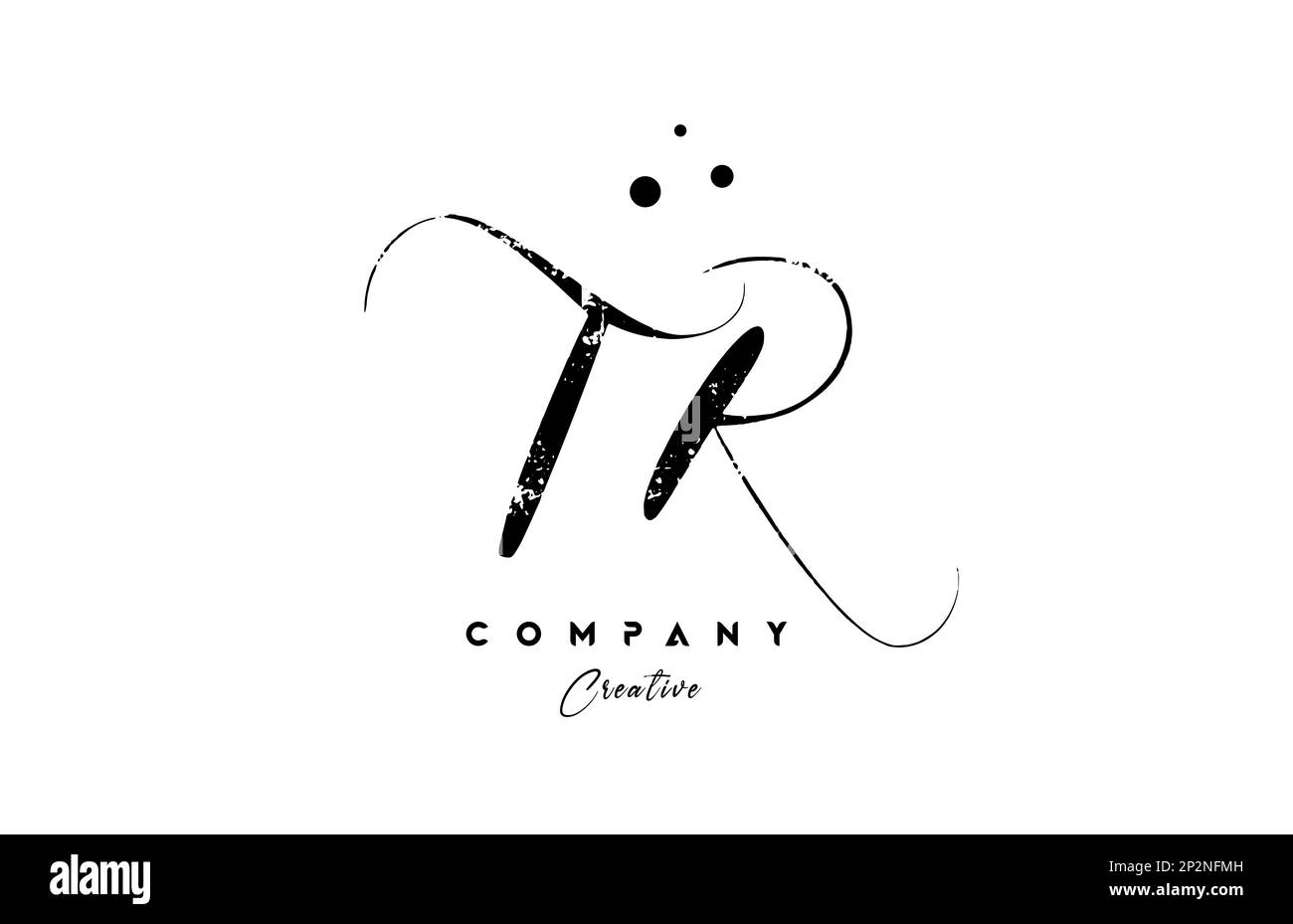 vintage TR alphabet letter logo icon combination design with dots ...