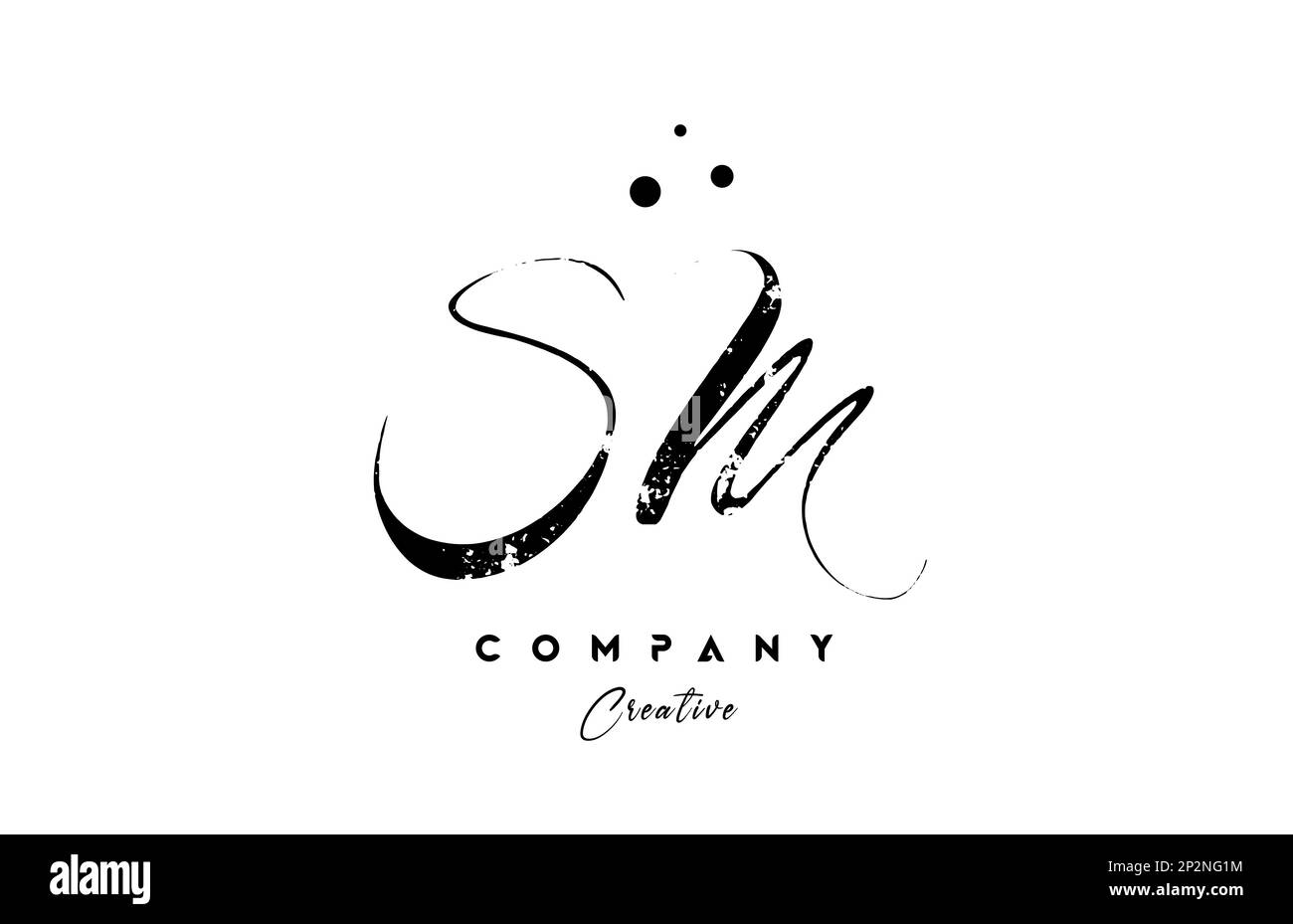 vintage SM alphabet letter logo icon combination design with dots ...