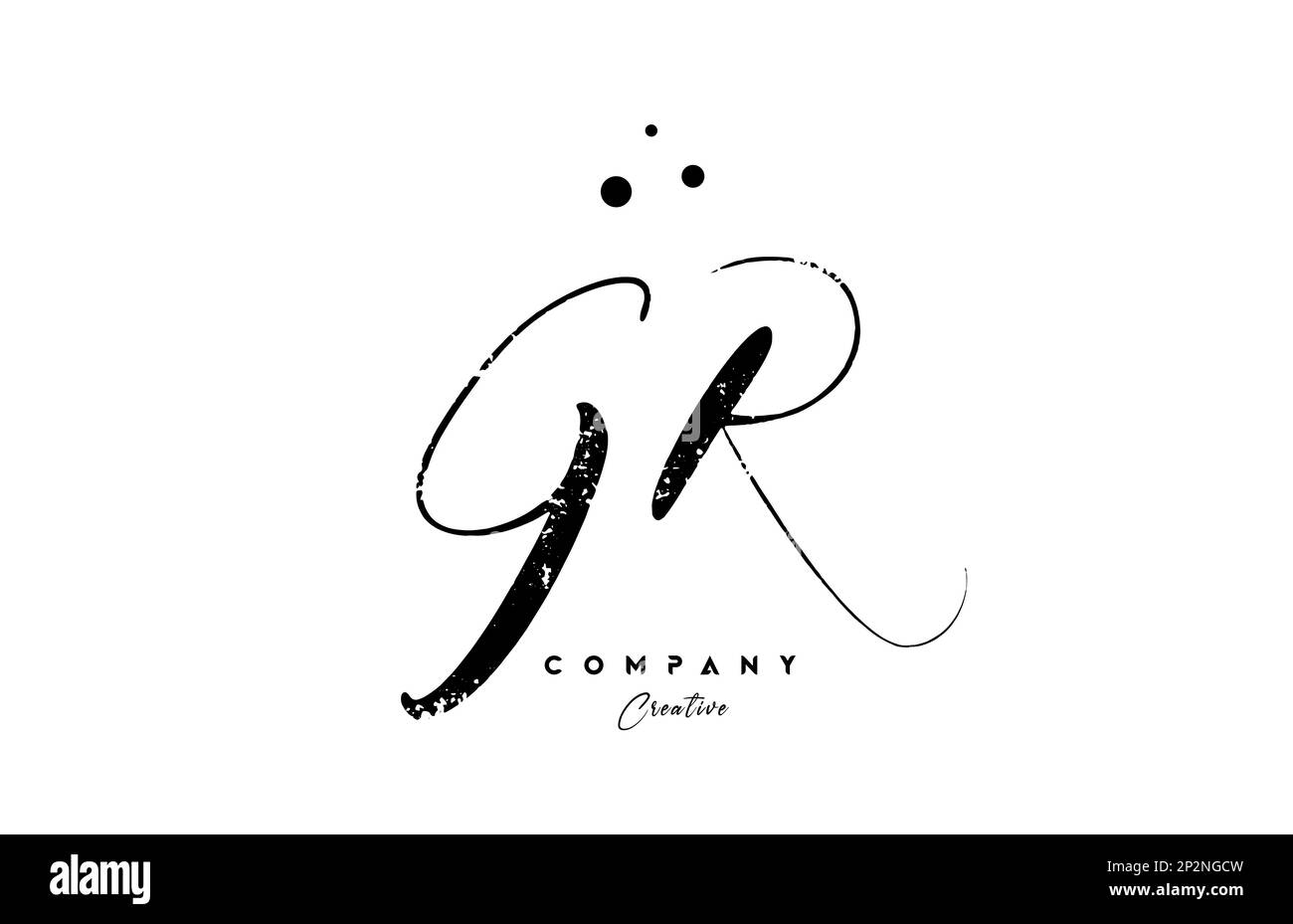 vintage GR alphabet letter logo icon combination design with dots ...