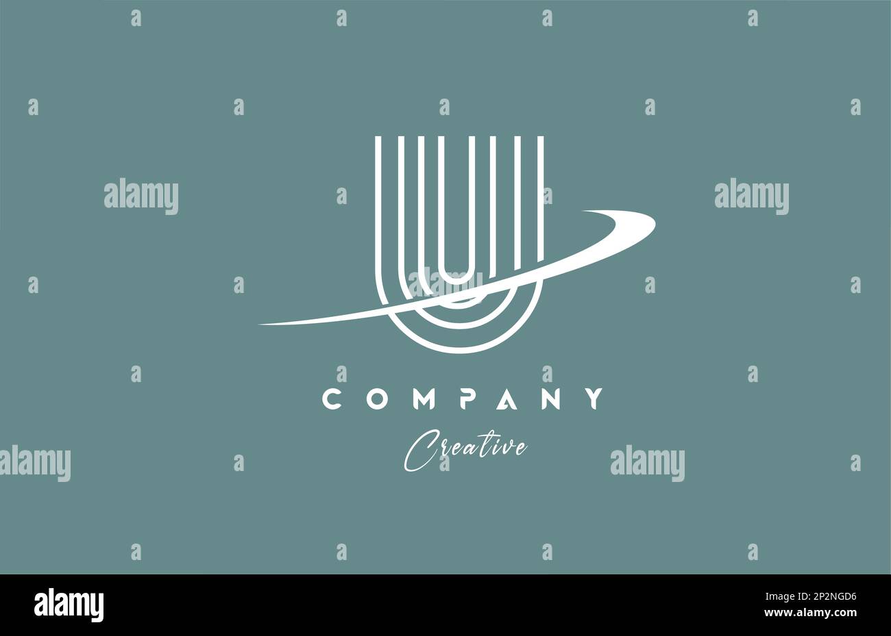 pastel color U alphabet letter logo icon design with swoosh. Green ...