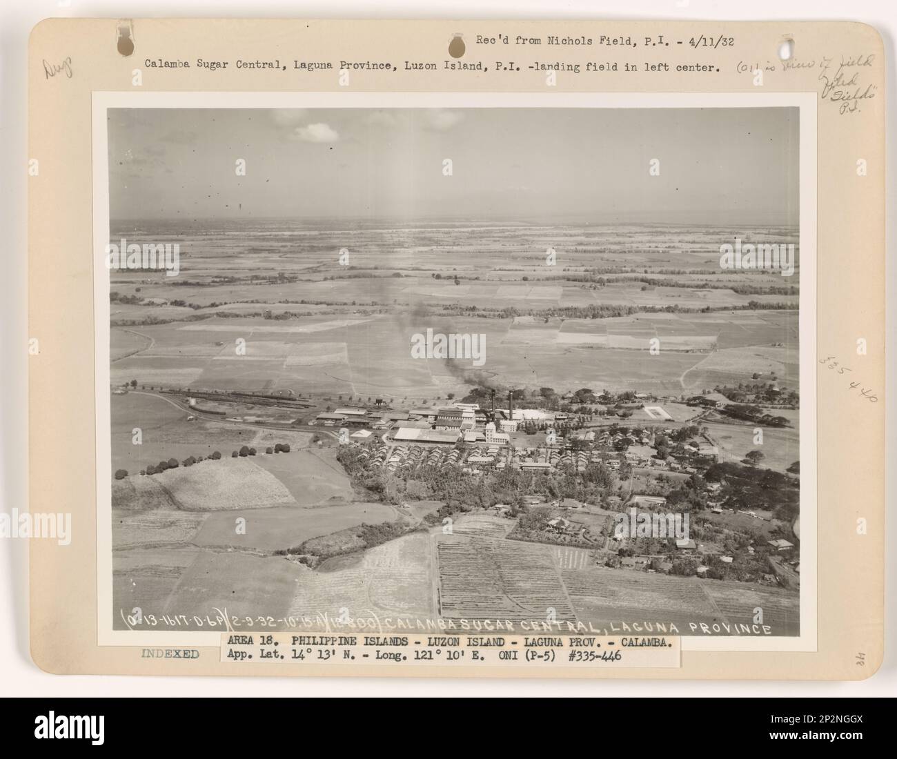Philippine Island - Calamba Sugar Central, Aerial Photograph Stock ...