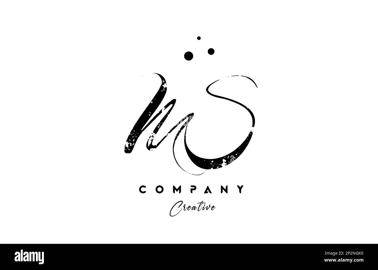 vintage MS alphabet letter logo icon combination design with dots ...