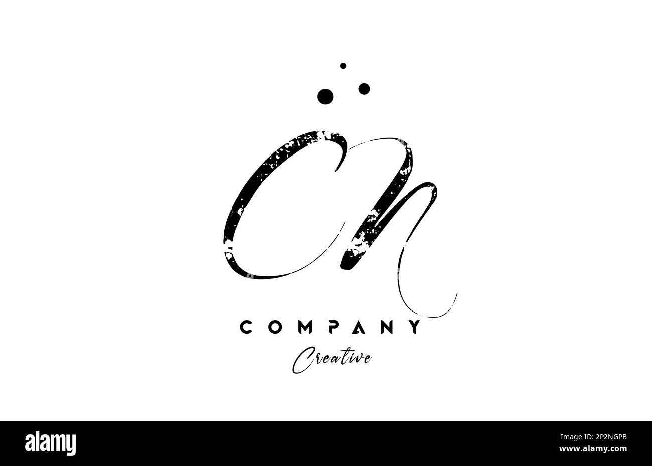 vintage CN alphabet letter logo icon combination design with dots ...