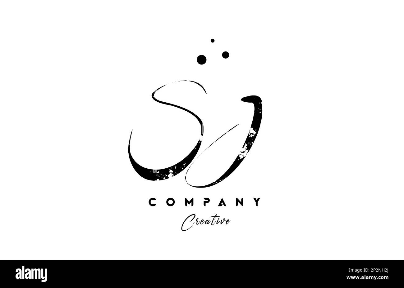 vintage SJ alphabet letter logo icon combination design with dots ...