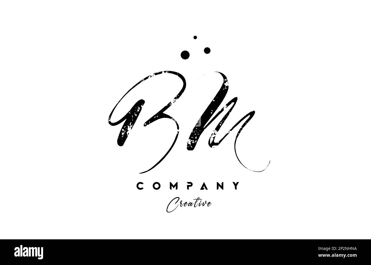 vintage BM alphabet letter logo icon combination design with dots ...