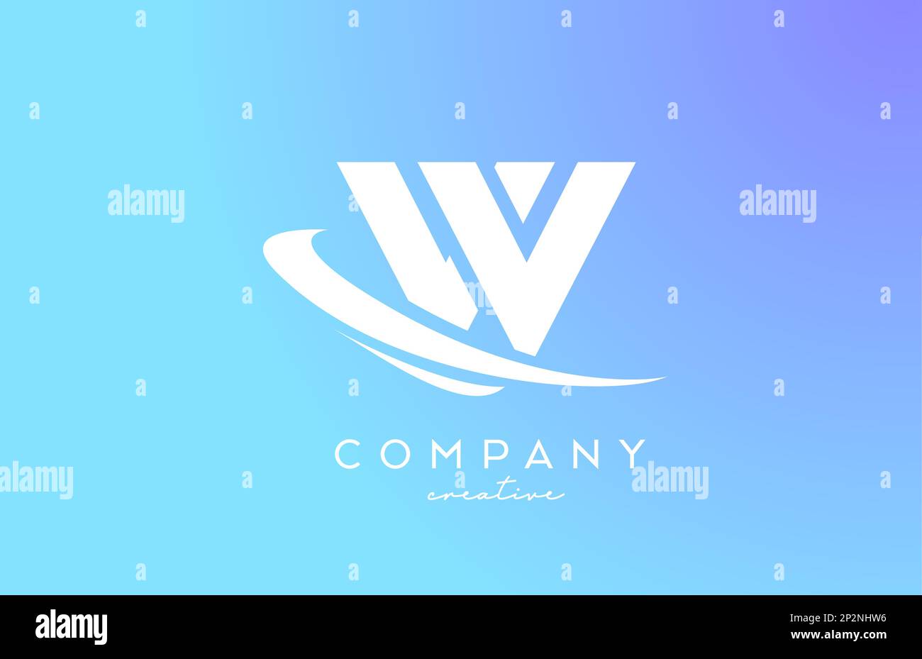 blue pastel color W alphabet letter logo icon with swoosh. Creative ...